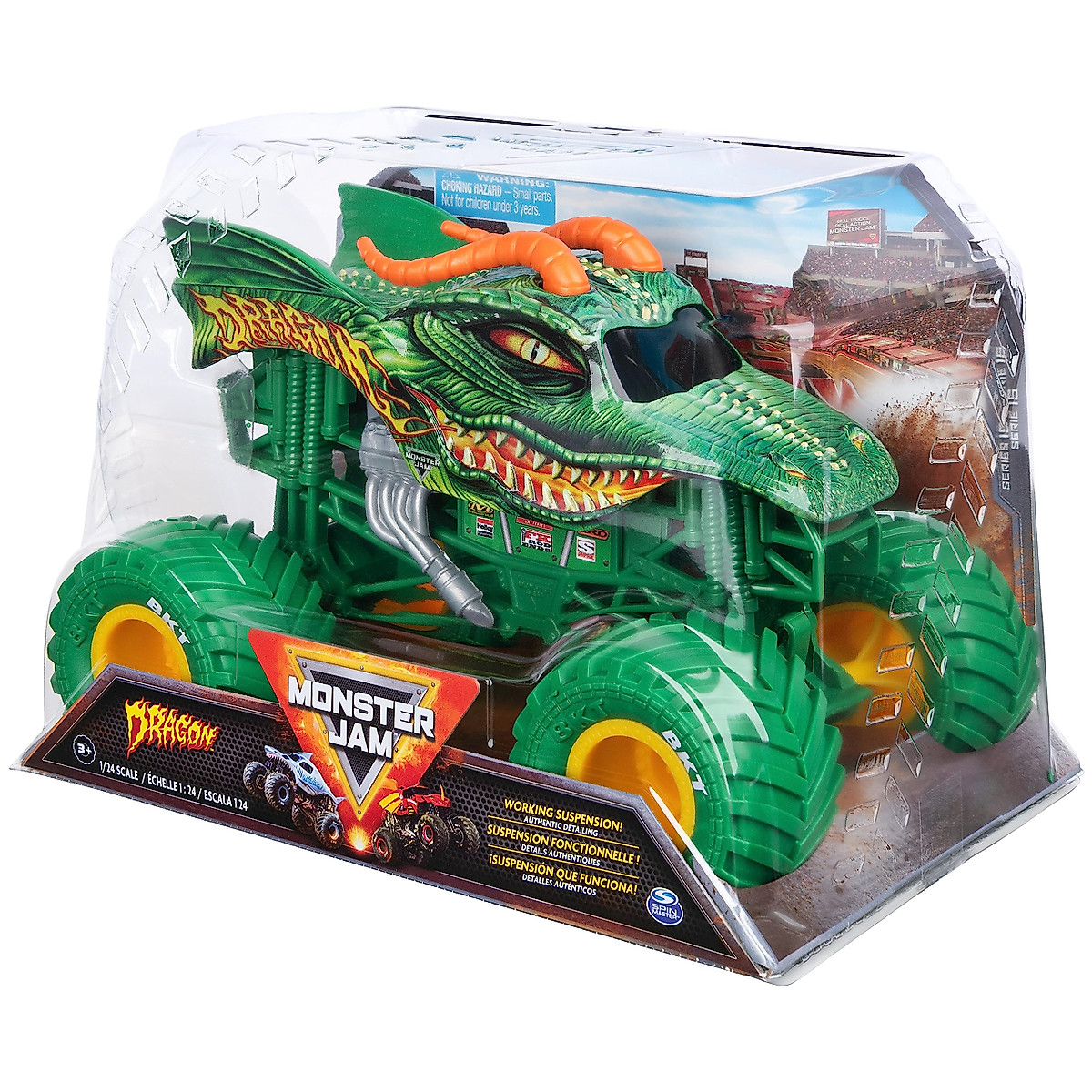 Monster Jam, Official Dragon Monster Truck, Collector Die-Cast Vehicle, 1:24 Scale, Kids Toys for Boys Ages 3 and up
