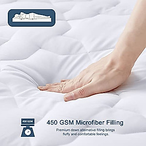 CozyLux Mattress Pad Full Deep Pocket Non Slip Cotton Mattress Topper Breathable and Soft Quilted Fitted Mattress Cover Up to 18" Thick Pillowtop 450GSM Bed Mattress Pad White