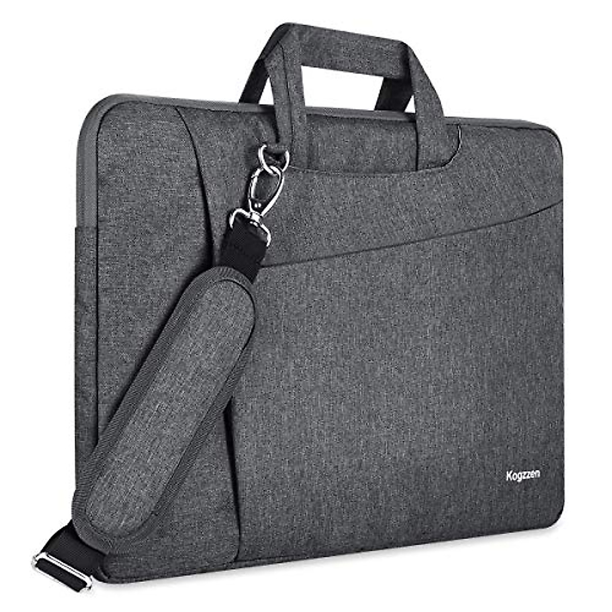 Kogzzen 16 15.6 15.4 15 Inch Laptop Sleeve Messenger Shoulder Bag Compatible with MacBook Pro 16/15/ Surface Laptop 15/ Surface Book 15, Slim Waterproof Protective Case Dell HP Lenovo Asus - Gray