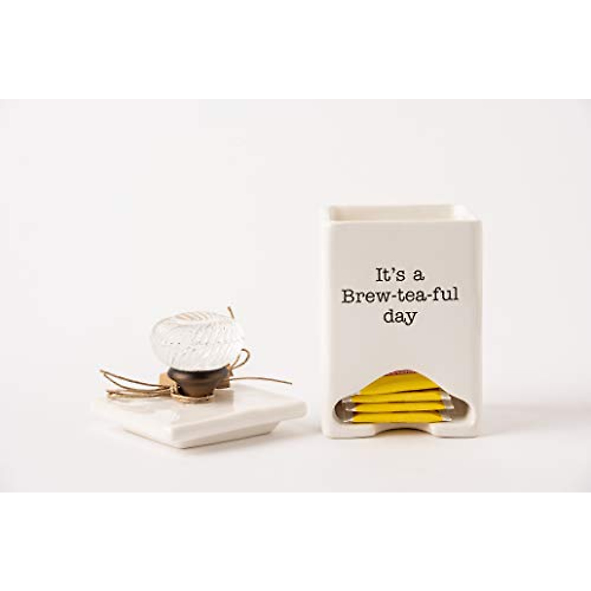 Mud Pie FBA_ Ceramic Tea Bag Caddy, White