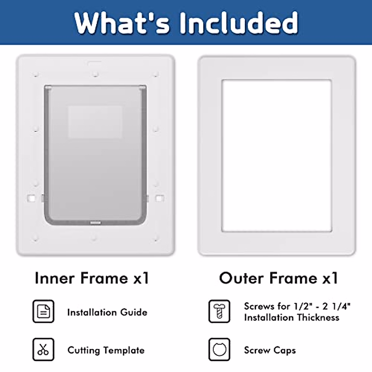 Pet Door, Small Dog Door by PETOUCH, 6" x 9" Inner Frame for Small Dog and Cats, Doggie Door for Small Pets, Easy to Install, 2-Way Locks, Durable Frame Cat Door for Door, Screen & Wall, White