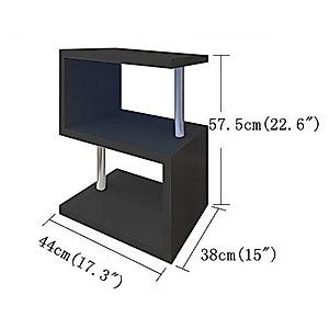 Modern LED Nightstands, Bedside End Table,High Gloss Coffee/Side Table for Home Furniture Bedroom (Black)