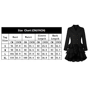 Nihsatin Women Double Breasted Victorian Steampunk Blazer Coat Jacket with Lace Hem