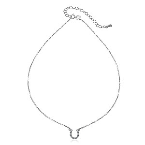 B. BRILLIANT Sterling Silver Necklace for Women Cubic Zirconia Horseshoe Necklaces for Stacking Holiday Birthday