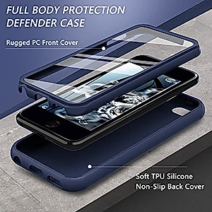 iPod Touch 7th/6th/5th Generation Case, iPod Touch Case, Shockproof Silicone Case [with Built in Screen Protector] Full Body Heavy Duty Rugged Defender Cover Case for iPod Touch 7/6/5 (Blue)