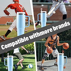 3PCS Straw Cover for Stanley Cup 30&40 Oz 10mm Cloud Silicone Straw Topper Protector Lid with 2PCS 3D Personalized Baseball Charm Stanley Tumblers Accessories (3pcs Baseball +2pcs Baseball Charm)