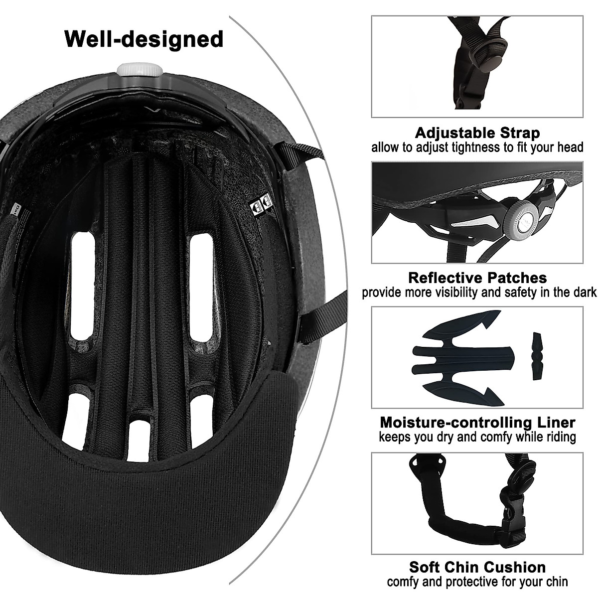 BASE CAMP Adult Bike Helmet for Men Women Cycling Helmet with Removable Visor & Pads for Urban Commuter Adjustable M Size