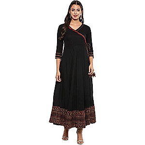 Yash Gallery Women's Indian Anarkali Kurtis for Women Black