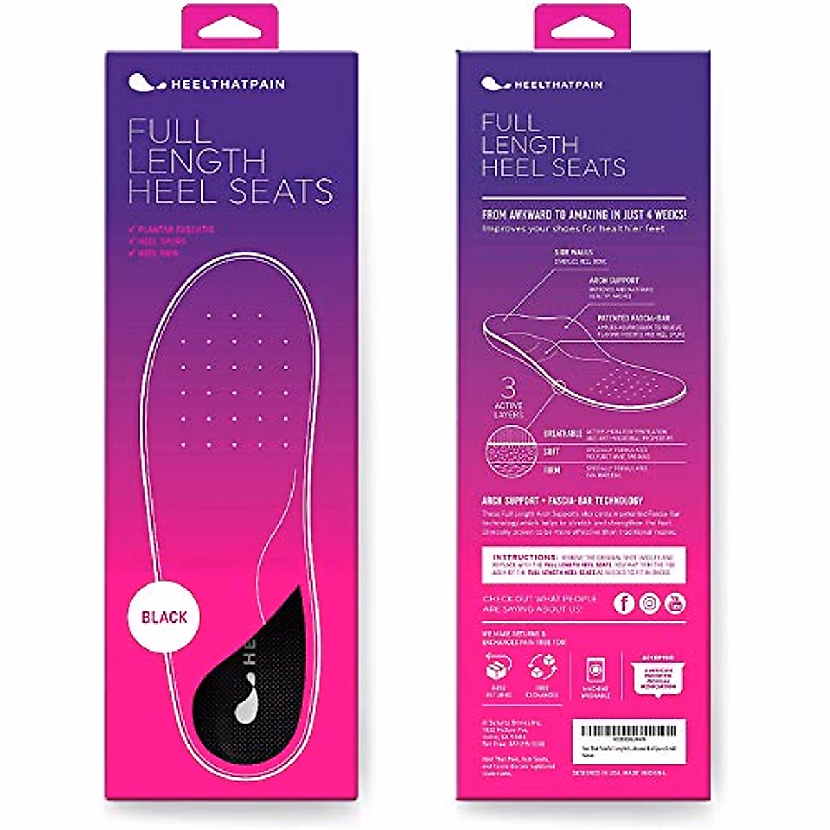 Heel That Pain Plantar Fasciitis Insoles Blue, (W 6.5-10, M 5-8) & Heel That Pain Insoles Full Length Heel Seats, (W 8-8.5, M 6.5-7) & Heel That Pain Heel Seat Wraps, (W 6.5-10, M 5-8)
