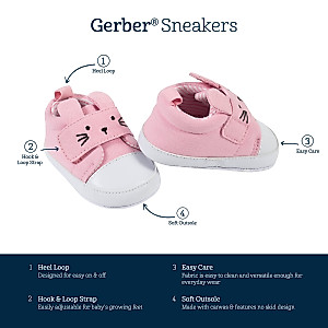 Gerber Unisex Baby Sneakers Crib Shoes Newborn Infant Toddler Neutral Boy Girl Bunny Pink 6-9 Months