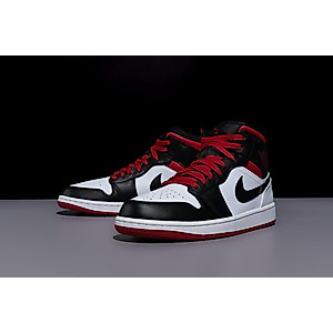 Jordan Men's 1 Mid White/Gym Red-Black (DQ8426 106) - 10