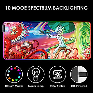 Envysun RGB Mouse Pad LED Light Gaming Mouse Pad with Rubber Base Colorful Computer Carpet Desk Mat for PC Laptop (31.5 11.8 inch) (80x30 rggun)