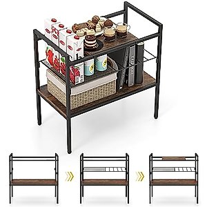 Giantex 3-Tier Console Table, 24" Industrial Sofa Table with Removable Mesh Beverage Can Rack & Magazine Rack, Multipurpose Entryway Table for Hallway, Foyer, Sofa Couch, Living Room, Kitchen