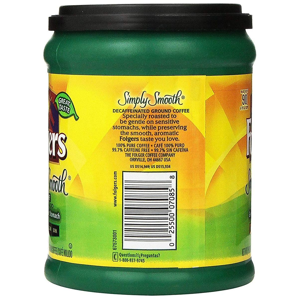 Folgers Simply Smooth Decaf Coffee Mild 4 Pack , Mild Roast, 11.5 Ounce (Packaging May Vary) - 4 Pack Bundle