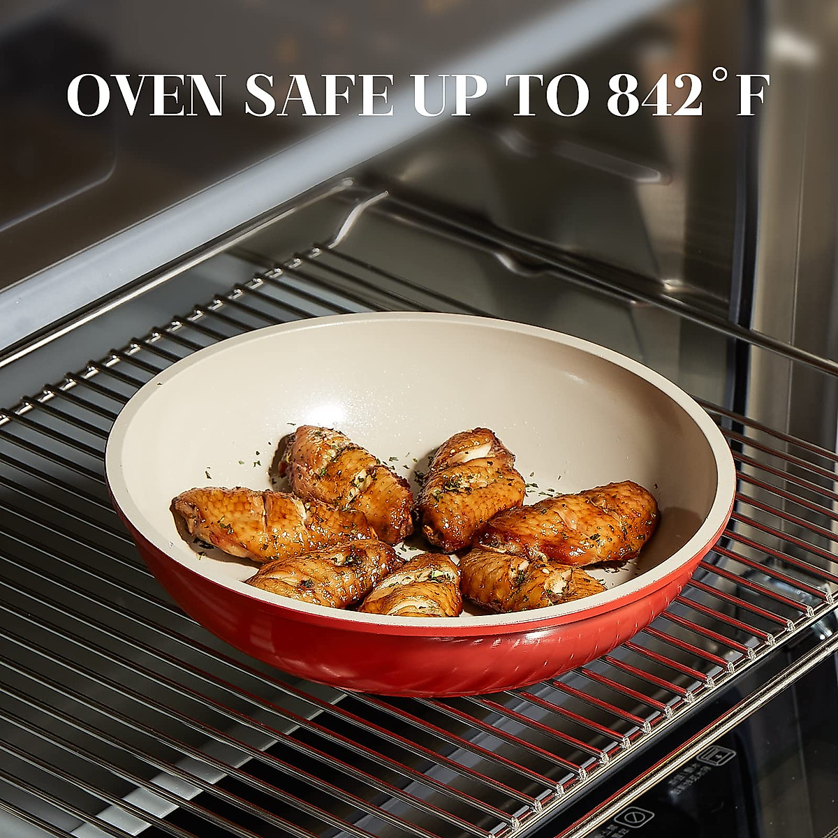 Pots and Pans with Removable Handle, Cookware Set with Ceramic Nonstick Coating, Suitble for Camping | RV, Dishwasher Safe | Ovens Safe | PFAS Free | PFOA Free, Orange