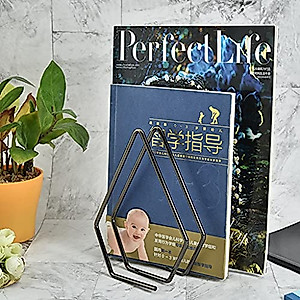 Storage Newspaper Baskets Magazine Rack Cone-Shaped Wrought Iron Bedroom Gold Stand Desktop Rack Living Room Black Book Rack (Color : Gold, Size : 6613cm)