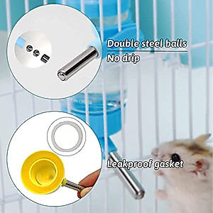 Hamster Water Bottle Small Animal Standing Water Dispenser Ceramic Base Cage Hanging Water Feeding Bottles Auto Dispenser for Hamster Guinea Pig Squirrel Rabbit Hedgehog (Blue)