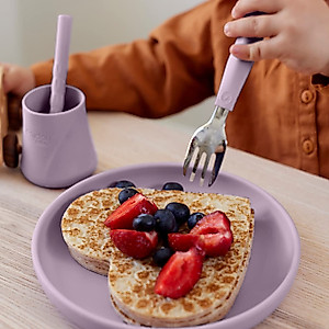 Everyday Baby Stainless Steel Cutlery, Silicone Handle (Light Lavender)
