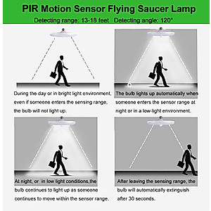 Motion Sensor Light Bulbs, 18W (150W Equivalent) E26 1500LM Motion Detector Dusk to Dawn LED Ceiling Light Bulb Automatic On Off Led Bulb for Garage, Porch, Basement, Hallway, Frontdoor - Cool White