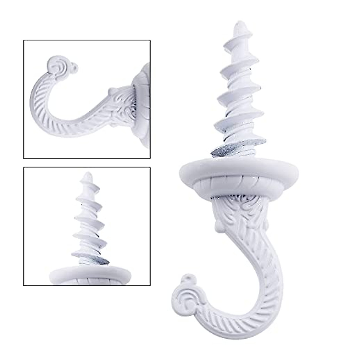 Rierdge 4 Pcs White Swag Ceiling Hooks Heavy Duty, 3 Inch Swag Hanging Ceiling Hooks Indoor Outdoor for Chandelier Plants Etc (White)