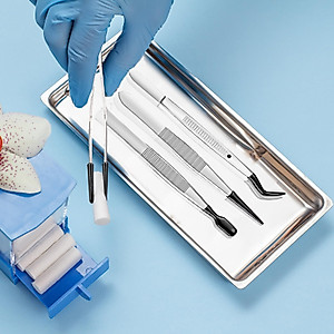 Honoson 3 Pieces Tweezers with Rubber Tips PVC Coated Set Rubber Straight Flat Tip Long Bent Tweezers for Crafts Stamps Beads Jewelry Tools(Black)