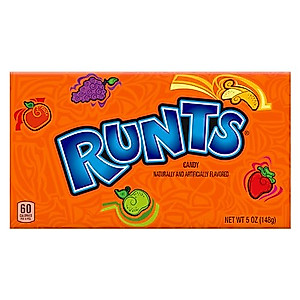 Wonka Runts Hard, Chewy & Fruity Candy, 5 Ounce Theater Candy Boxes (Pack of 12)