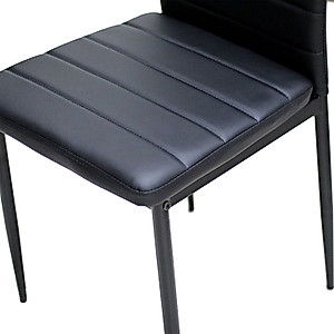 IDS Home 7 Piece Glass Dining Table and Chair Set for 6 Kitchen Dining Room Furniture Rust Resistant Metal Leg Frame Black