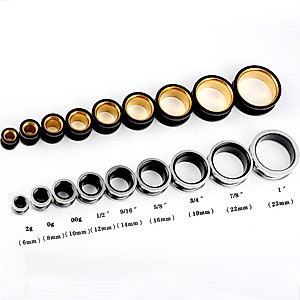 Casvort 4 PCS 14mm (9/16'') Hypoallergenic 316 Stainless Steel Round Screw Back Double Color Ear Plugs Tunnels Gauges Stretcher Piercings Body Jewelry