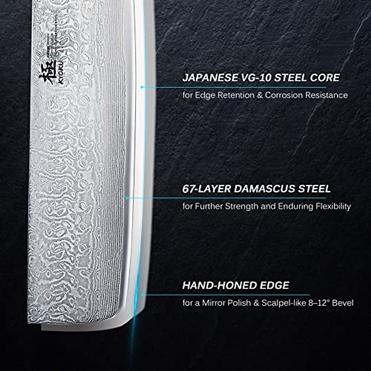 KYOKU Nakiri Knife - 7" - Shogun Series - Japanese VG10 Steel Core Damascus Blade - with Sheath & Case