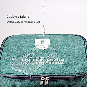 TOPASION Empty First Aid Bags, Travel Medicine Bag, Medical Supplies Organizer Bag, Portable Kit for Traveling, Car, Home, Camping, Office, Hiking, Outdoor (Cationic Green)