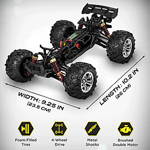 LAEGENDARY Remote Control Car, Hobby Grade RC Car 1:16 Scale Brushed Motor with Two Batteries, 4x4 Off-Road Waterproof RC Truck, Fast RC Cars for Adults, RC Cars, Remote Control Truck
