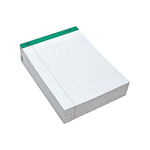 STAPLES 100% Recycled 8 1/2" x 11 3/4", White, Perforated Notepads, Narrow Ruled, 12/Pack