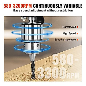 VEVOR 12 in Benchtop Drill Press, 5 Amp 120V, Variable Speed Cast Iron Bench Drill Press, 12 in Swing Distance 0-45° Tiltling Worktable with Laser Work Light, Tabletop Drilling Machine for Wood Metal