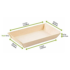 PacknWood -210SAMBQ65 Biodegradable Wood Tray for Serving,charcuterie tray, Samurai Square Wooden Dish,(5 oz, 5.1" x 2.5" x 0.8") - Case of 100