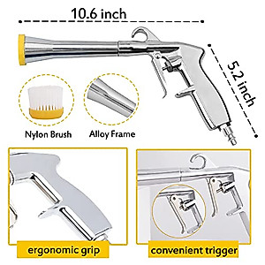 Fochutech Car Cleaning Gun High Pressure Air Blow Gun Interior Car Cleaning Kit Interior Detailing Kit Air Duster Blower Gun Car Duster Air Compressor Needed High Pressure Car Cleaning Tools (Silver)