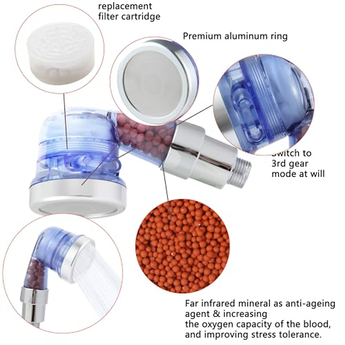 Socila Blue Sprayer Head 3 Function With Filter For Shampoo Bowl, High Pressure And Water Saving, Filter For Dry & Frizz Hair