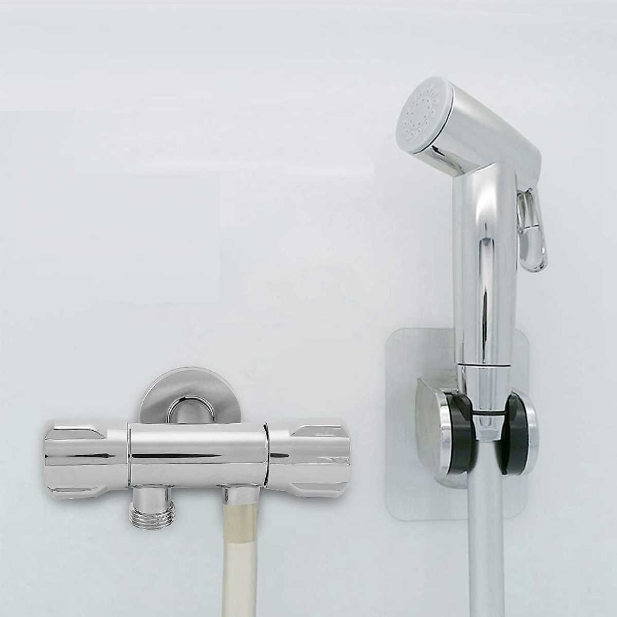 Toilet Bidet, Copper Double Switch Outlet Angle Valve Toilet Bidet Shower Faucet Bathroom Accessories G1/2