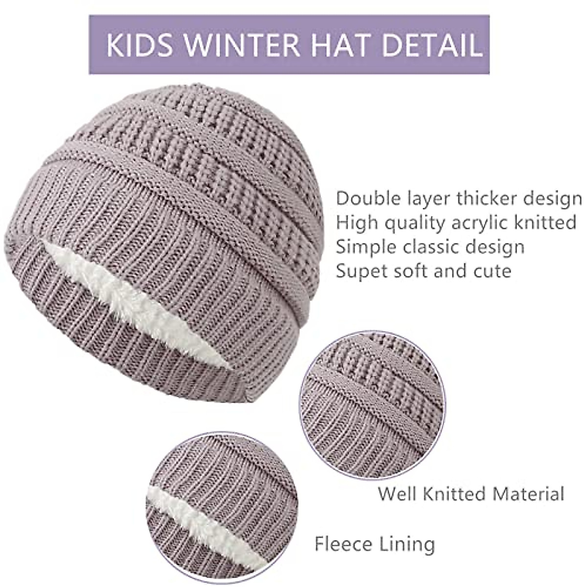3Pcs Kids Winter Beanie Hat Scarf Gloves for 1-10 Years boys girls Set, Toddler Hats Gloves Scarf Set (Grey 1-4 yrs)