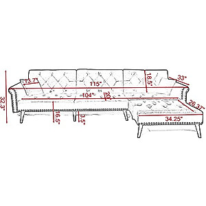 DERCASS Convertible Bed L-Shape Chaise Sectional Sleeper Button Tufted Sofa Velvet with Pillows Reversible Couch for Living Room (Black Sofa), W223S008SOFA