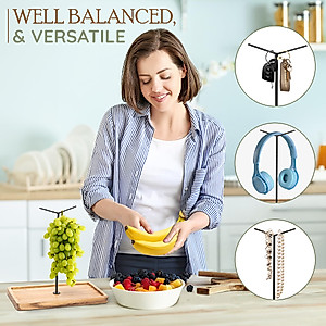 Lush & Lively Banana Holder Stand | Multifunctional Acacia Wood Banana Hanger Stand for Kitchen Counter | Double-sided Banana Hook | Multi-Purpose Banana Tree | Sleek, Stable Fruit Holder