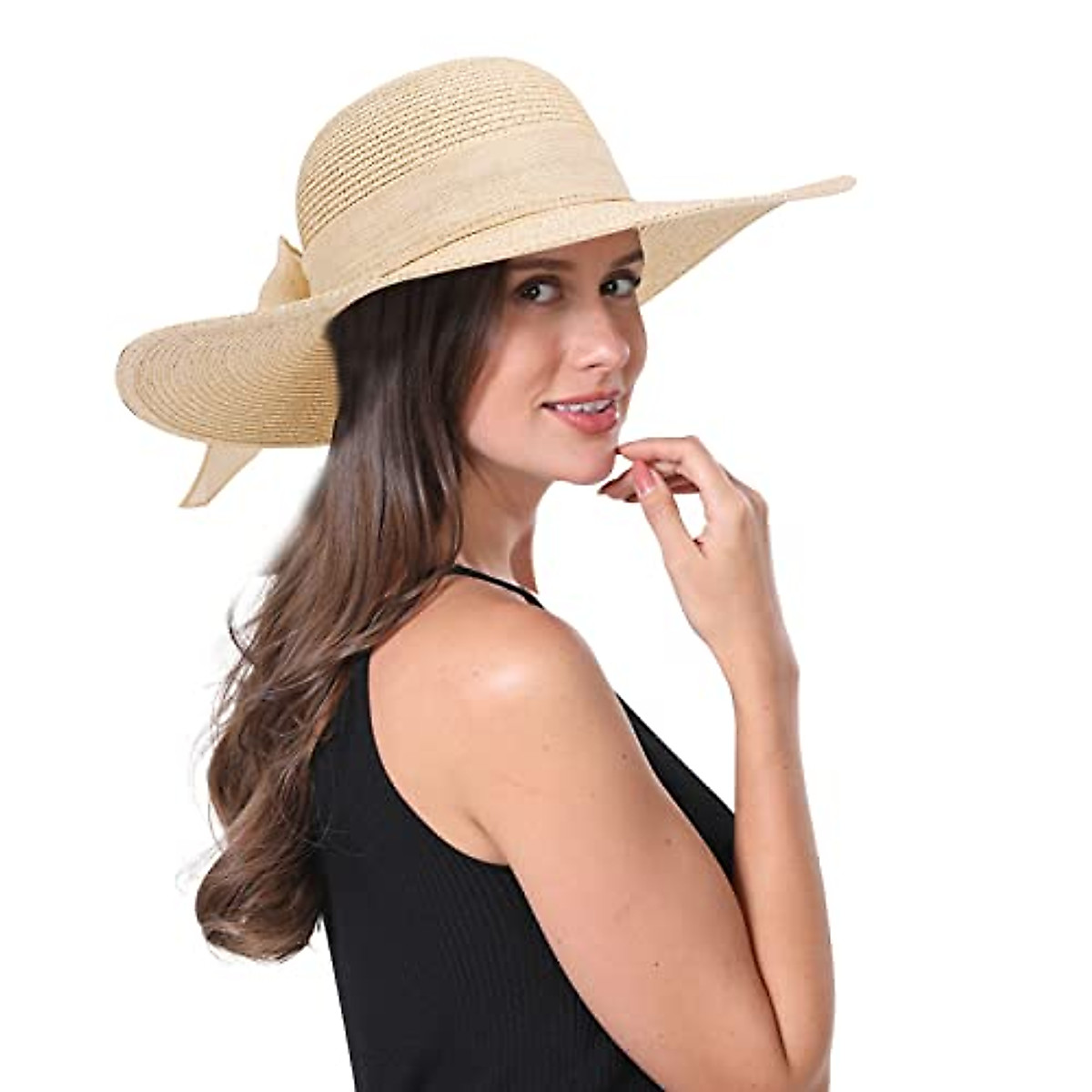 Sun Hats for Women - Women's Lightweight Foldable Beach Sun Hat with Wide Brim-UPF 50 UV Protection Floppy Sun hat Beige