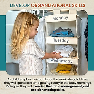 Super Heavy Duty Kids Closet Organizers and Storage | Linen Weekly Clothes Organizer for Kids with 6 Shelves | Hanging Clothes Organizer | Kids Clothes Rack w/Velcro