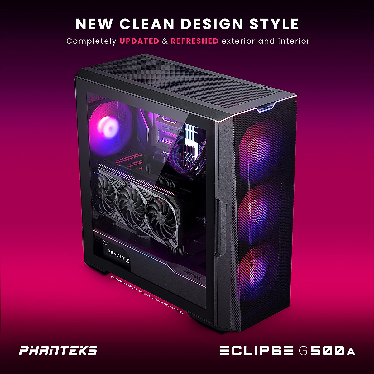 Phanteks Eclipse G500A Mid Tower Case, DRGB, Black