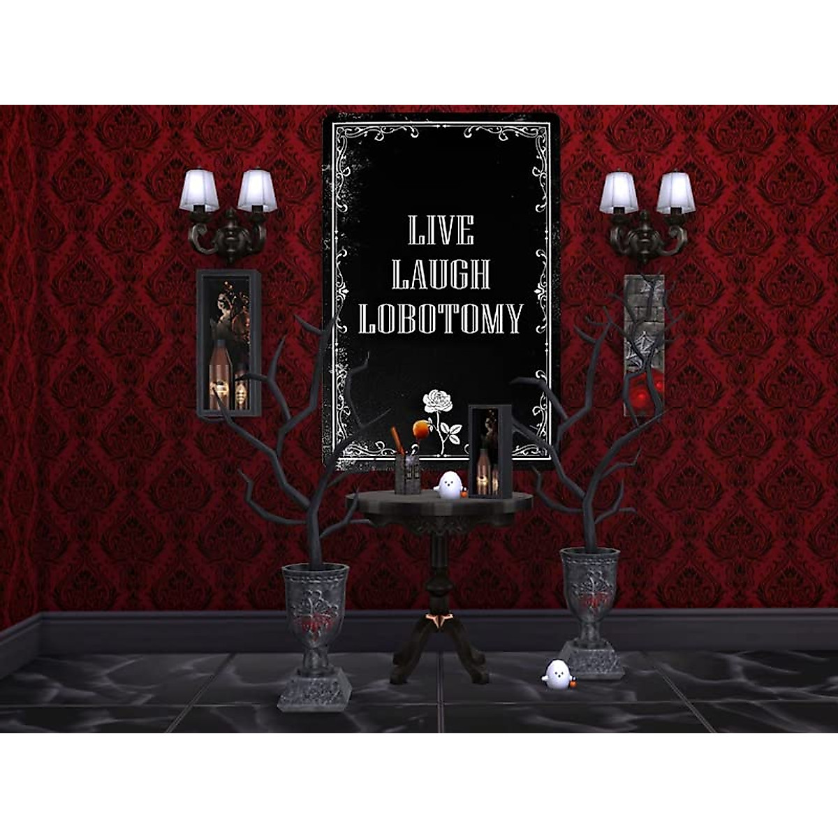 Funny Dark Humor Goth Halloween Wall Decor Live Laugh Lobotomy Sign For Gothic Room, Home, Bedroom, Bathroom, Office 8 x 12 Inch (942)