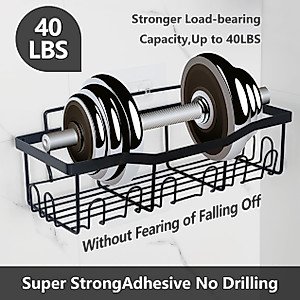 senzibser Shower Caddy [5-Pack] Black Shower Shelves for Inside Shower with Soap Caddy&Toothbrush Holder.NO Driling Easy Installation shower shelf