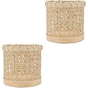 Alipis 2 pcs Cutlery for Storage Hand Cup Pen Snack Brush Rustic Silverware Holder Makeup Sundries X Bread Rattan Food Tray Wicker Pencil Stationery Mini Utensil Picnic Desktop Caddy