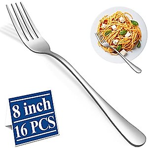 Forks Silverware,16-Piece Dinner Forks,8 Inches Premium Food-Grade Stainless Steel Forks,Metal Forks Set,Silverware Forks Only,Mirror Polished,Dishwasher Safe