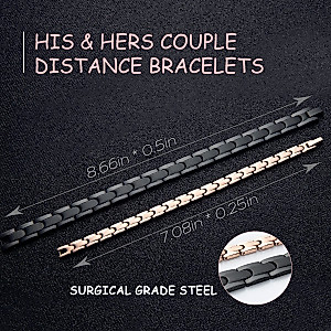 Wolentty His and Hers Couples Bracelets Stainless Steel Distance Bracelets Gift for Valentine's Day - Matching Set (His & Hers)