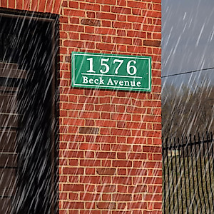 Personalized Reflective Address Plaque, Custom Aluminum House Number Sign with Two Screw, Address Sign for Outside Home, Street, House, 12.5"L x 5.5"H (Black or Green)