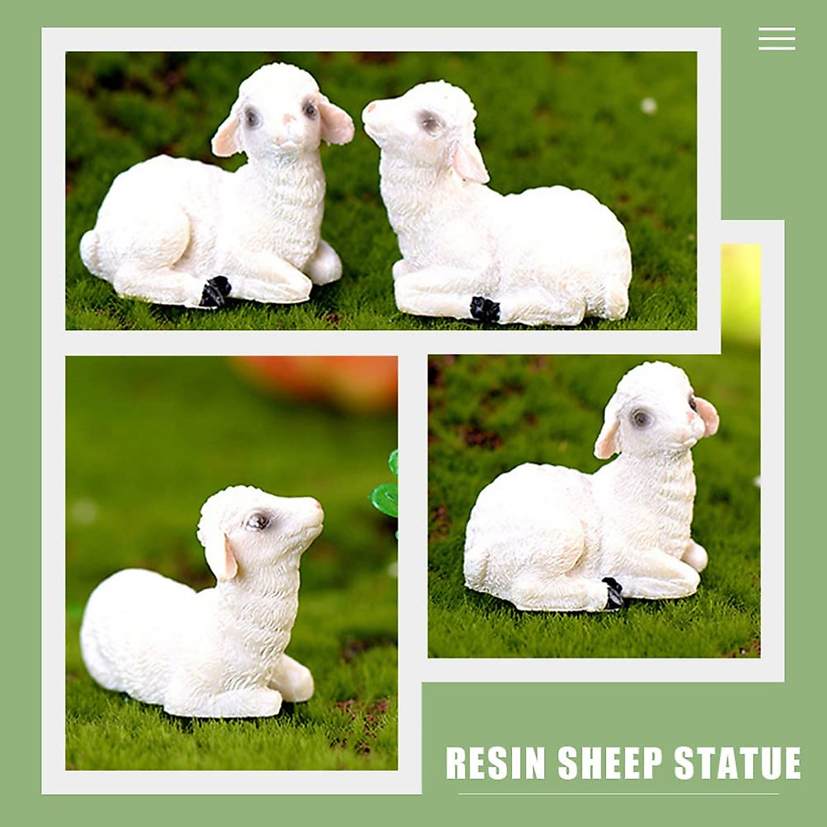 Yardwe 6pcs Miniature Sheep Figurines Mini Resin Herd of Sheeps Figures Tiny Lambs Cupcake Toppers Dollhouse Bonsai Micro Landscape Plant Pot Decor